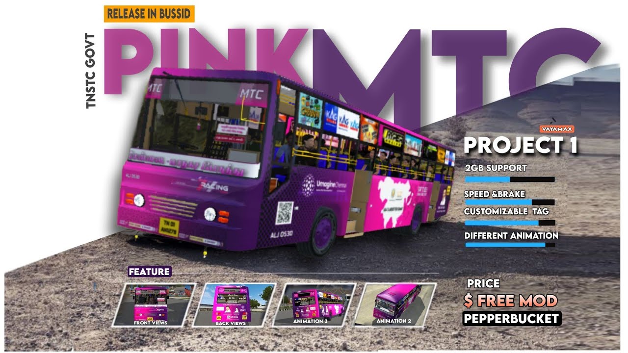 NEW BUSSID 🍿TNSTC PINK MTC BUS MOD RELEASE ||♧ DOWNLOAD NOW ...