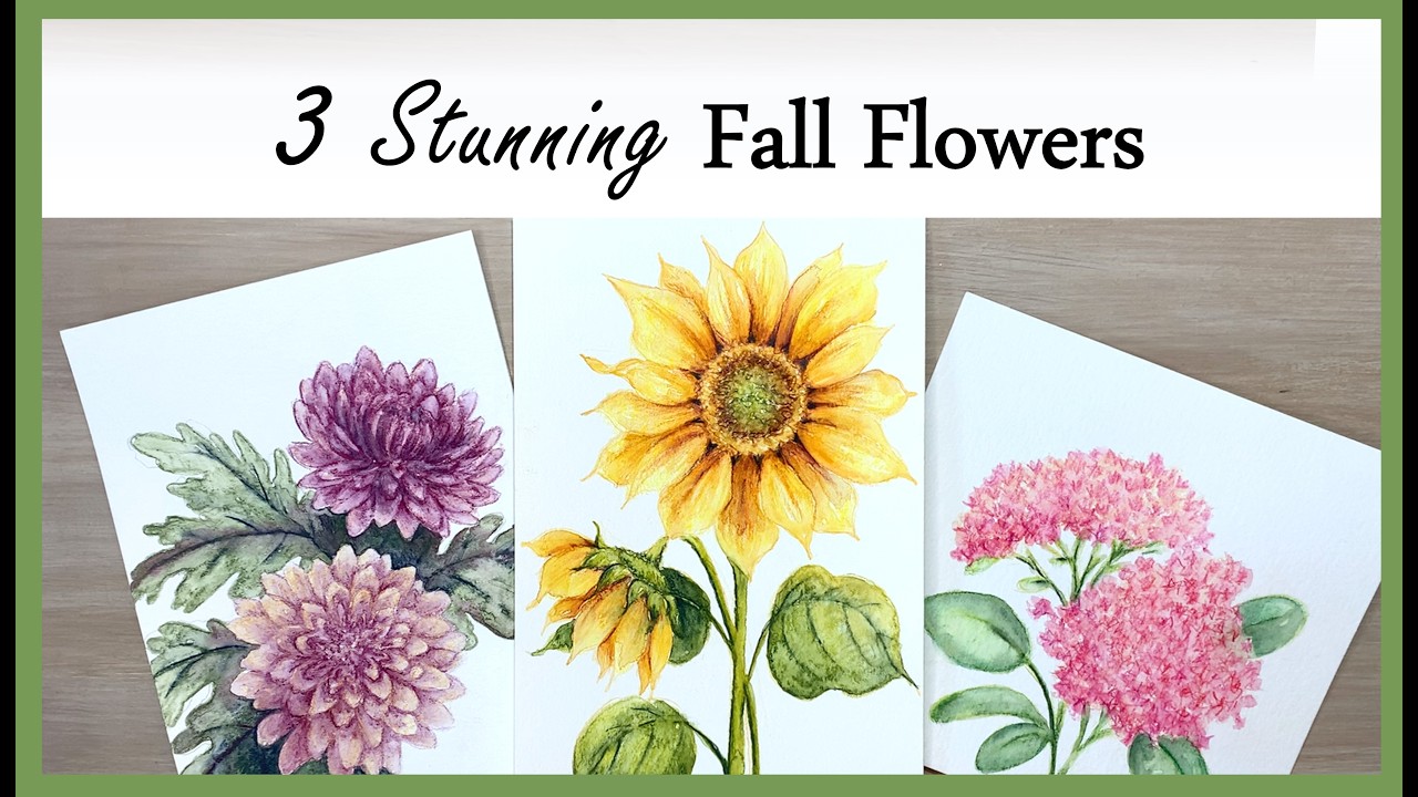 SIMPLE to STUNNING Watercolor Pencil Fall Flowers: How to Draw Layer ...