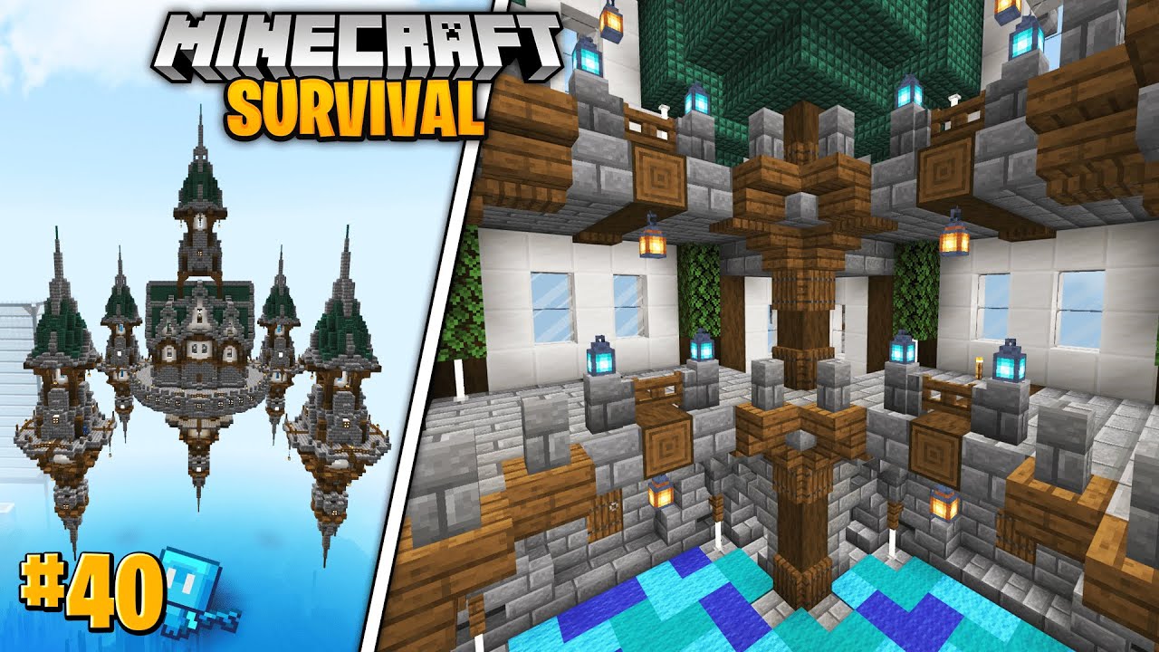 Decorating Our Floating Castle in Minecraft Survival #40 - YouTube
