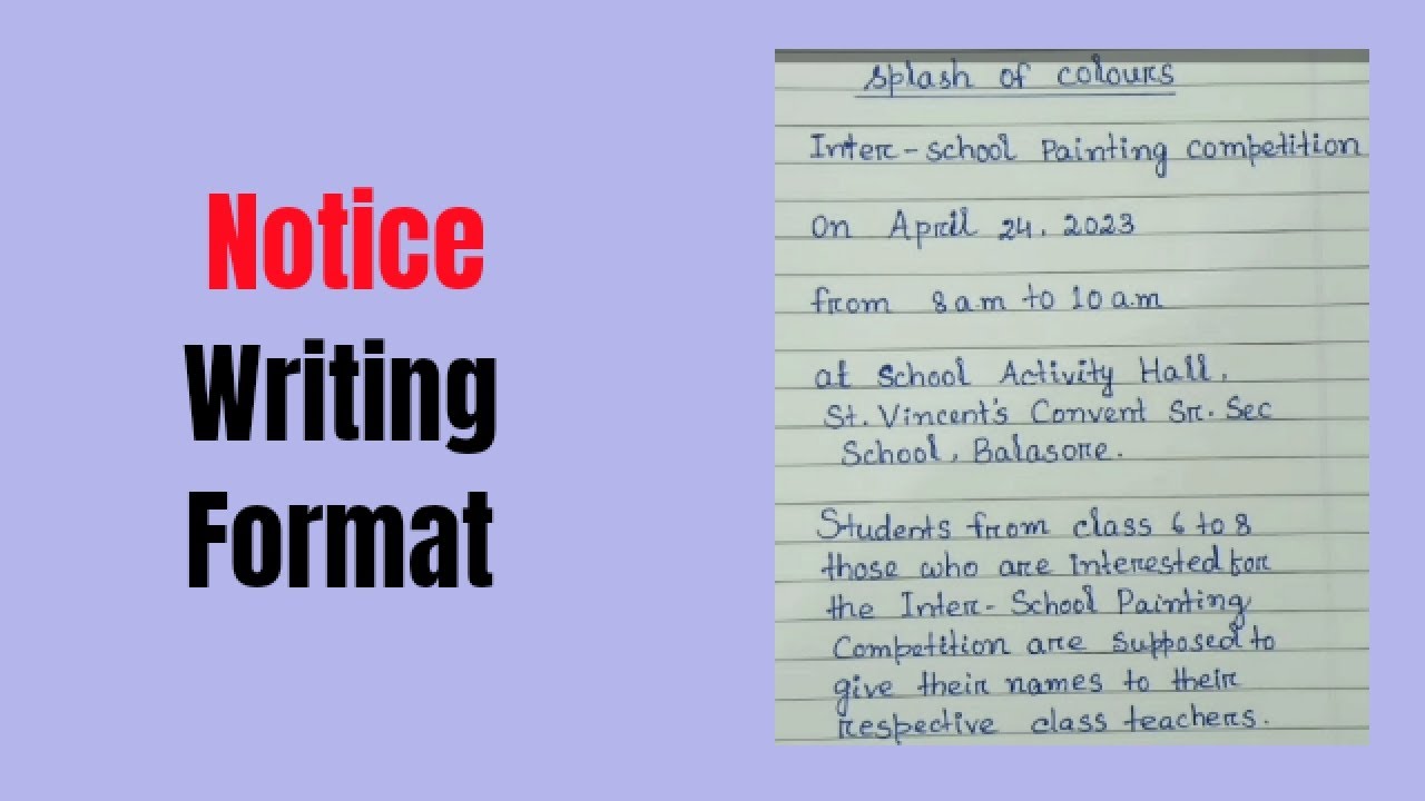 Notice Writing Format|| Steps to write notice || Full Explanation || A ...