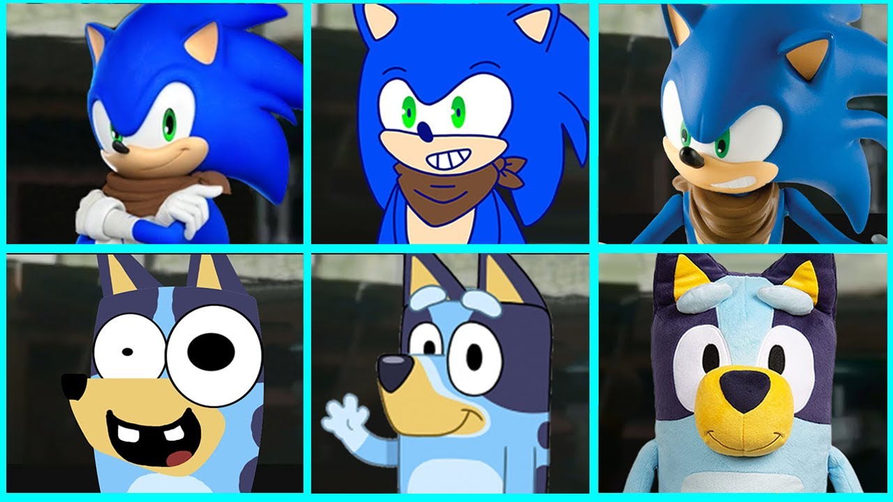 Sonic The Hedgehog Movie SONIC BOOM vs BLUEY Uh Meow All Designs ...