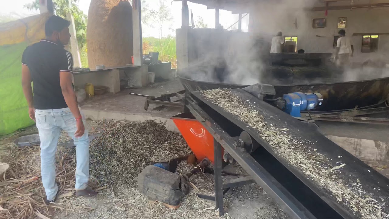 Traditional jaggery plant with Baggas dryer machine - YouTube