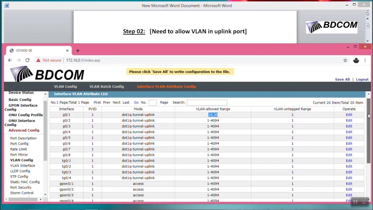 BDCOM GPON OLT Vlan Mode Configuration - YouTube