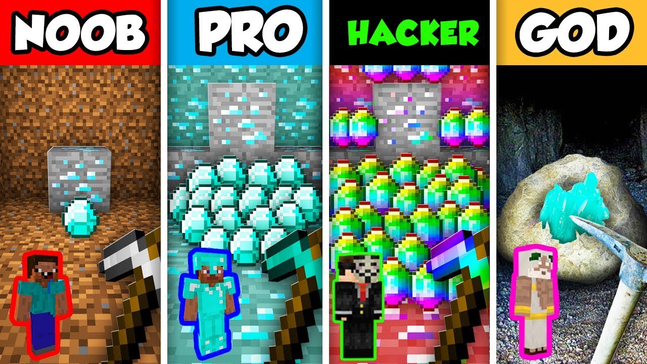 Minecraft NOOB vs. PRO vs. HACKER vs. GOD: DIAMOND MINING in Minecraft ...
