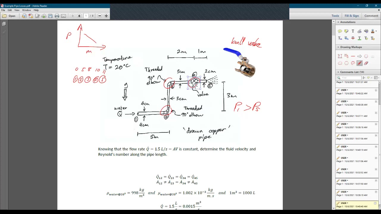 Flow in a piping system (closed conduit) with major and minor losses ...