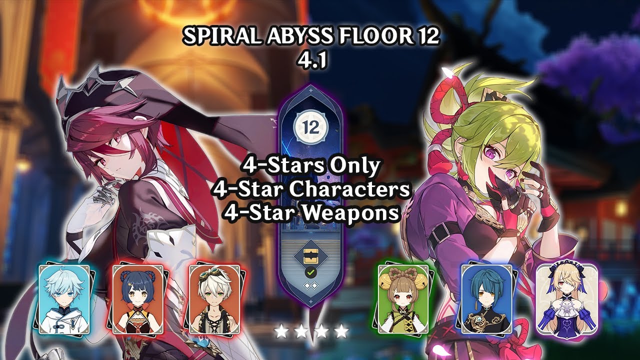 I Beat Floor 12 Abyss With Only ★★★★ Characters and Weapons! | 4.1 ...
