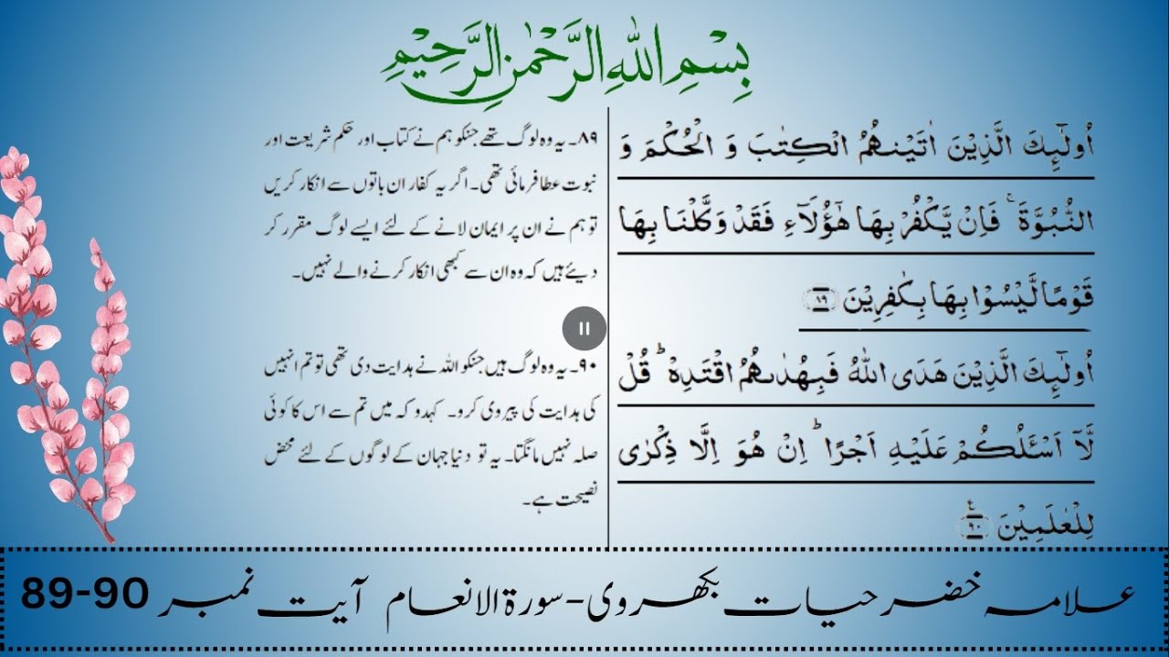Surah 6 |Inaam |Ayat no 89-90 | Allama | Khizar |Hayat| ,سورۃ الانعام ...