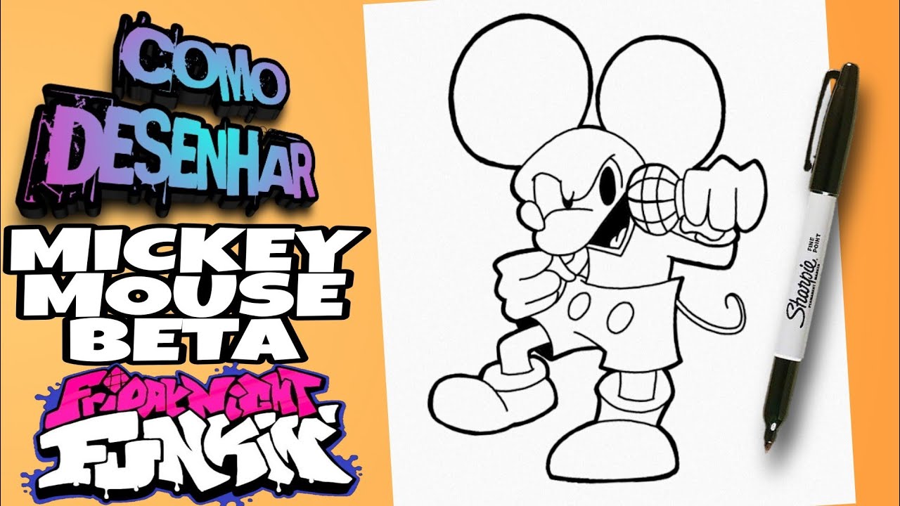 COMO DESENHAR MICKEY MOUSE BETA DO FRIDAY NIGHT FUNKIN | how to draw ...