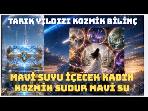 Mavi suyu içecek kadın Tarık yıldızı kozmik su