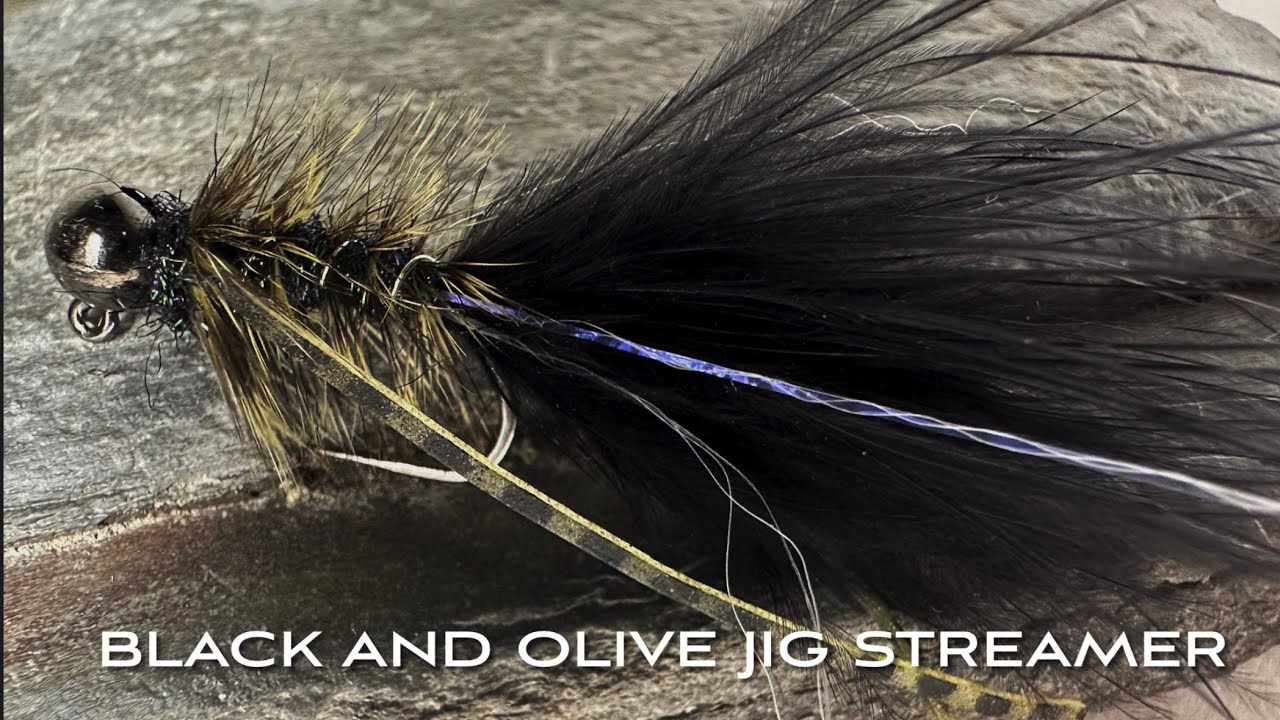 Black and Olive Bugger XXL Jig Streamer - Streamer - Fly Tying with ...
