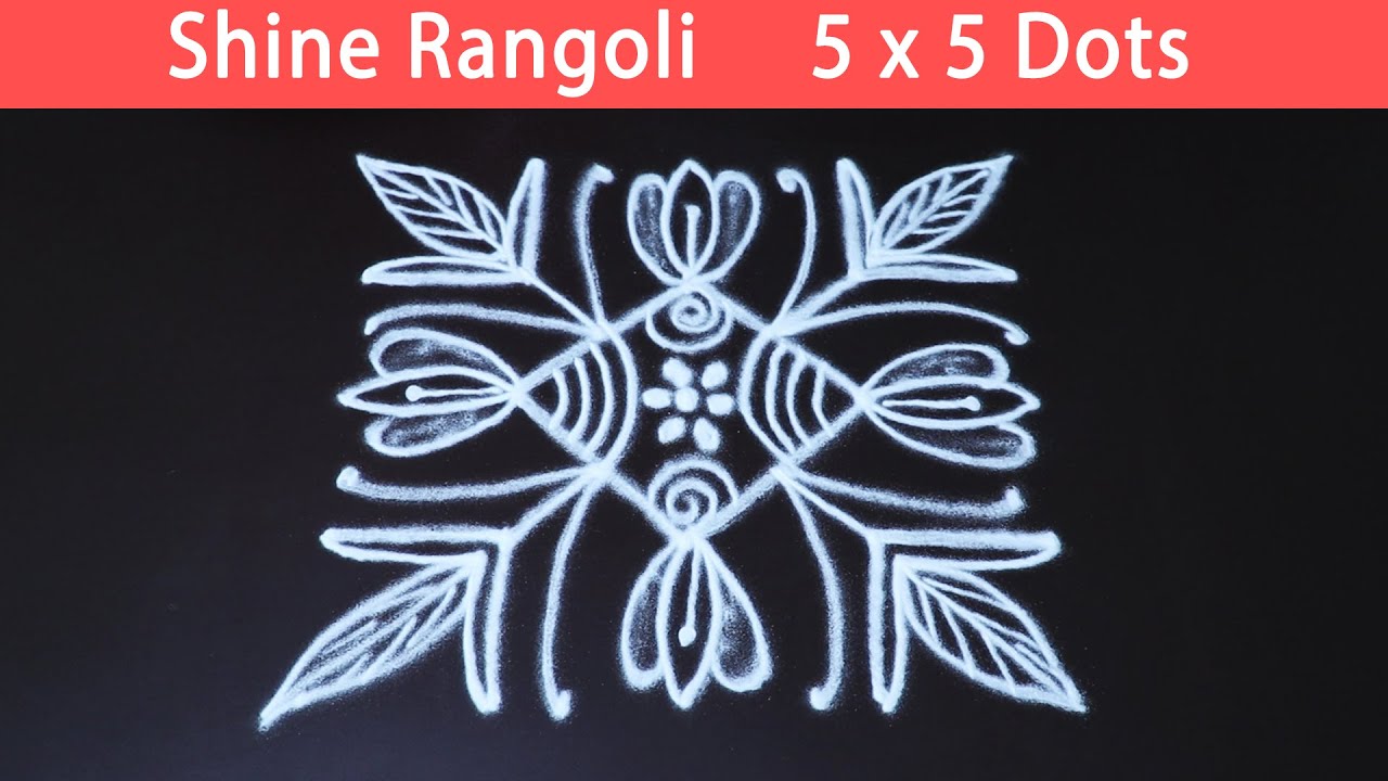 Latest Flower Rangoli Design with 5x5 dots | Phoolon ki Rangoli ...
