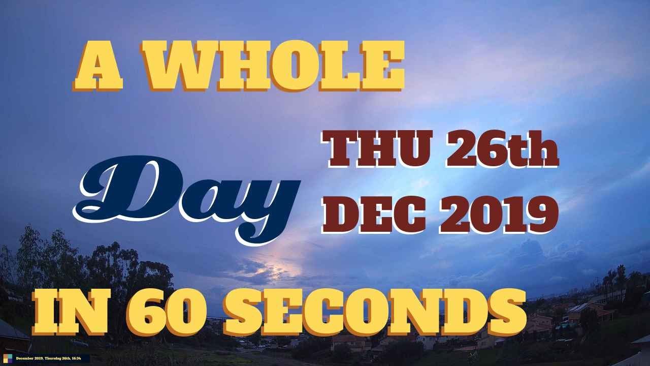 4K Time-Lapse video || Thursday December 26th, 2019 || 24 hours in 60 ...