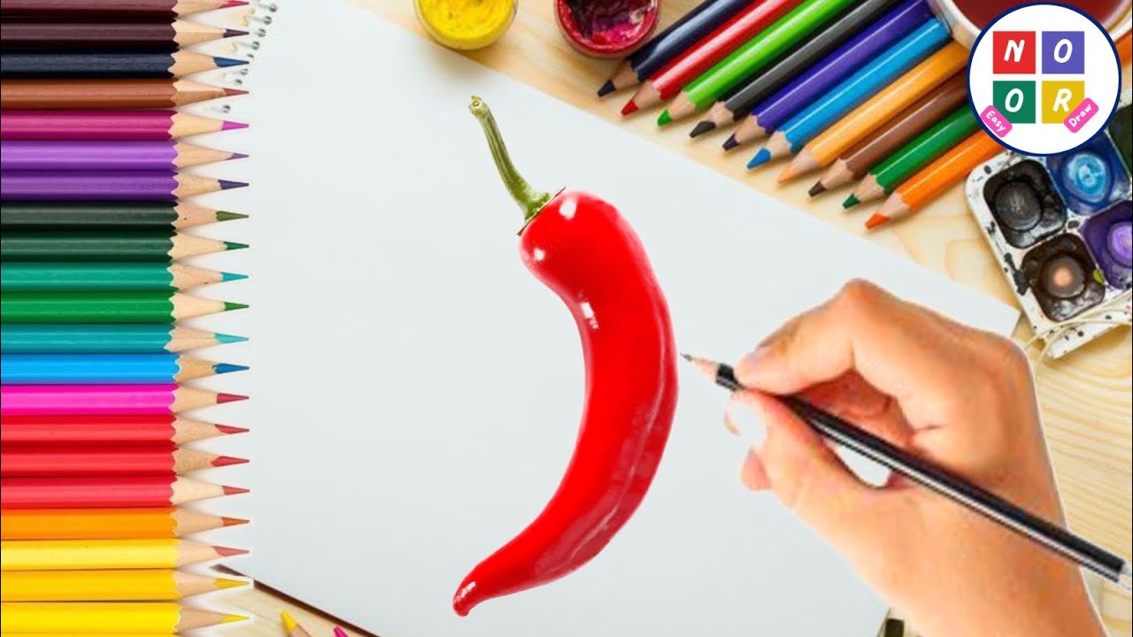 How To Draw Red Chilli | Step By Step Children Drawing |Drawing ...