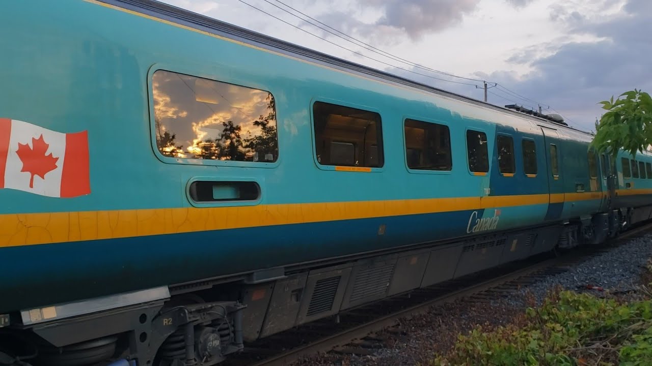 TRAINS Via Rail Renaissance Coaches and Wrap P42DC at St Lambert - YouTube