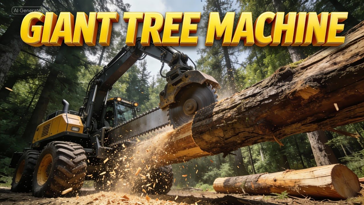 Largest Machine Working on long and Heavy Old Trees - YouTube