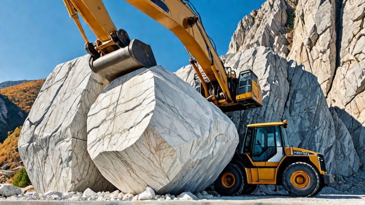 Epic Tiny Loader Drags a Massive Marble Block from the Mountain! - YouTube