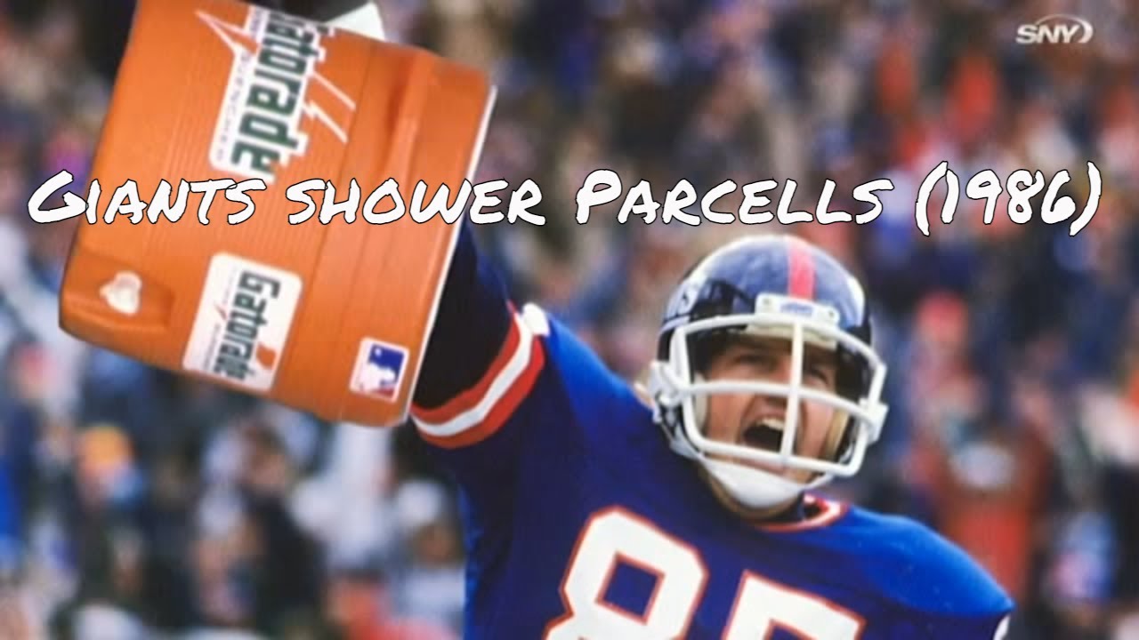 NY Giants give first ever Gatorade Shower to Bill Parcells | Oh Yeah ...