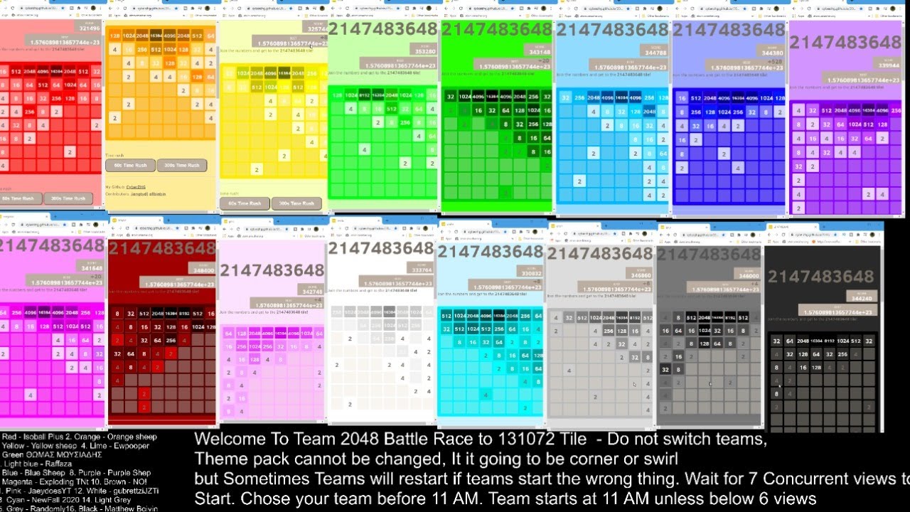16 Color Team race - Race to 131072 Tile - YouTube