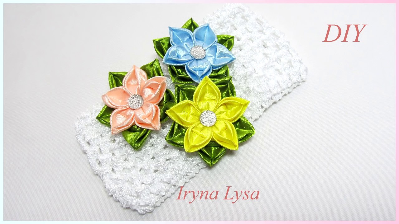 DIY flower "Star", satin ribbon, tutorial - YouTube