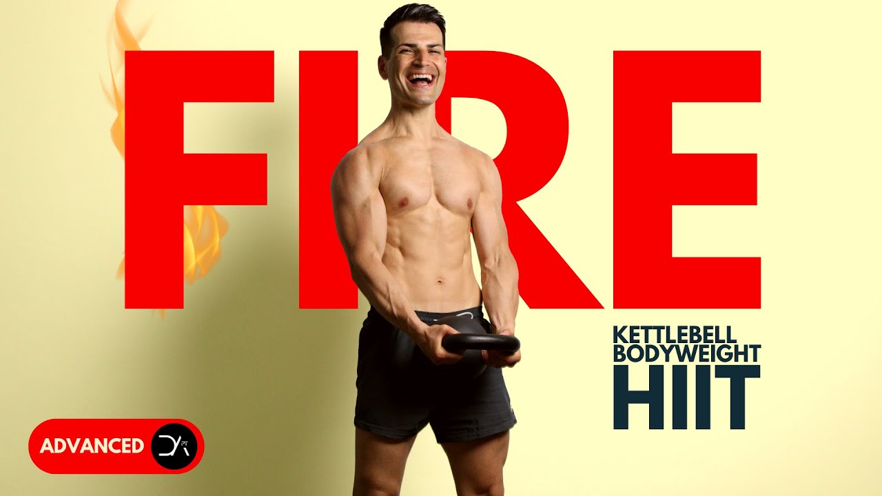 30 Min FIRE Bodyweight + Kettlebell FULL BODY HIIT Workout (ADVANCED ...