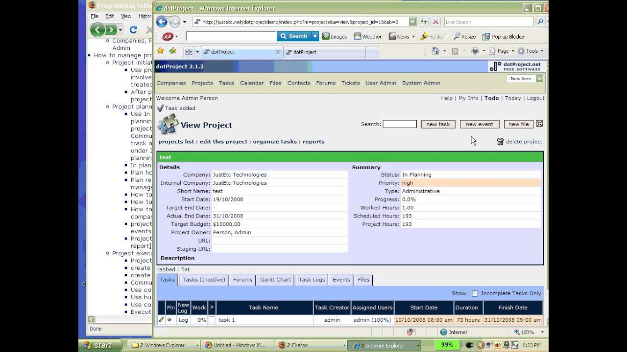Introduction to project management using dot project 3 - YouTube