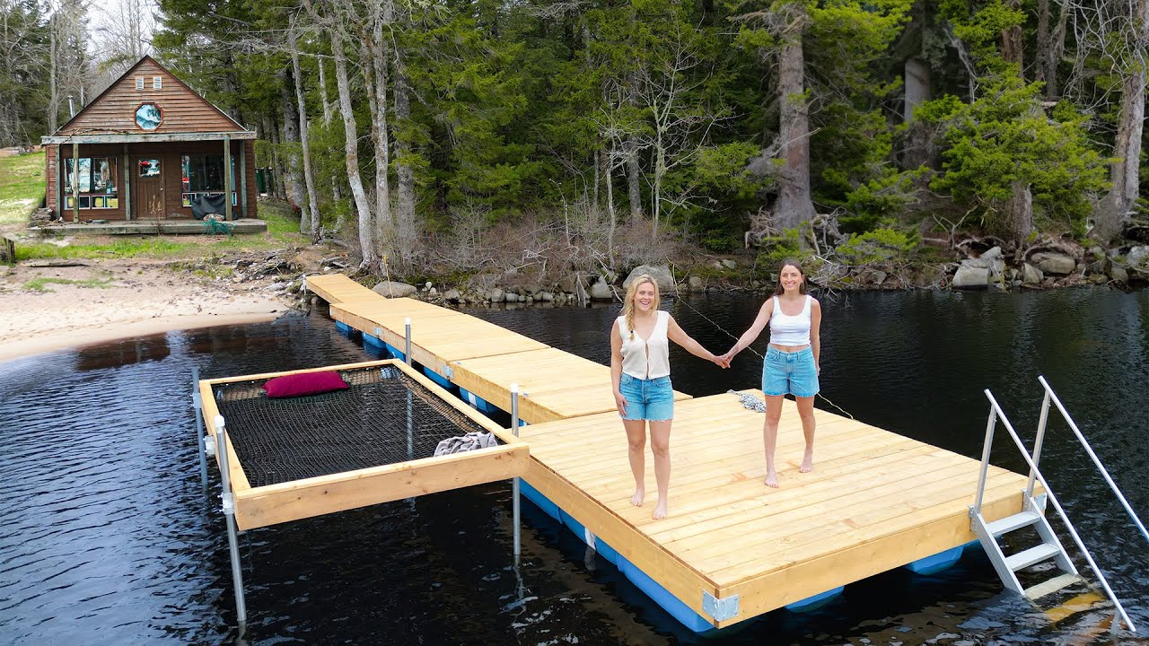building-a-cheap-diy-dock-build-from-barrels-abandoned-lakefront-home