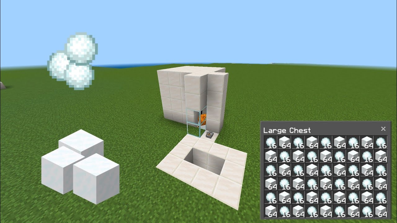 Minecraft Bedrock Automatic Snow Farm Tutorial | Easy AFK Snowball ...