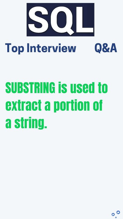 What is SUBSTRING in SQL? #SQL #interview #interviews #facts #learning - YouTube