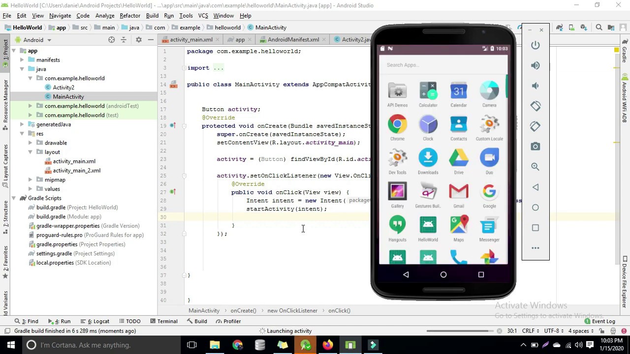 #08 Intents and Multiple Activities Switch - Android Beginner Series 01 ...