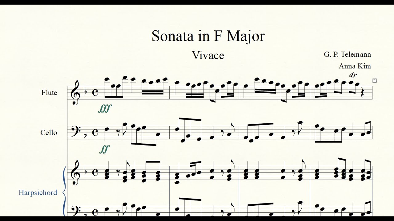 Telemann - Sonata for Flute and B. C. in F Major, TWV 41:F2 - YouTube