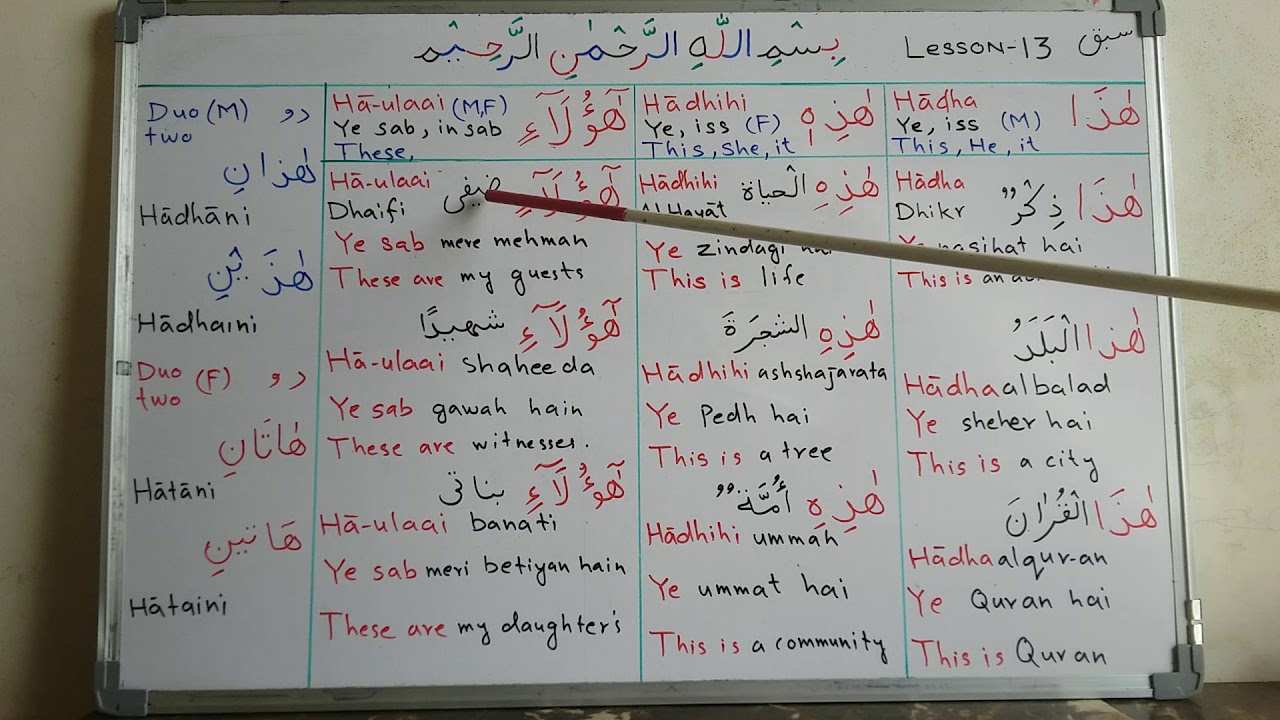 Lesson 13, Hadha, Hadhihi, Haulaai. I By Language study world - YouTube