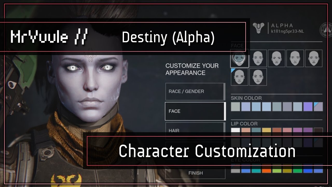 Destiny (Alpha) - Extensive look at the Character Creation - YouTube