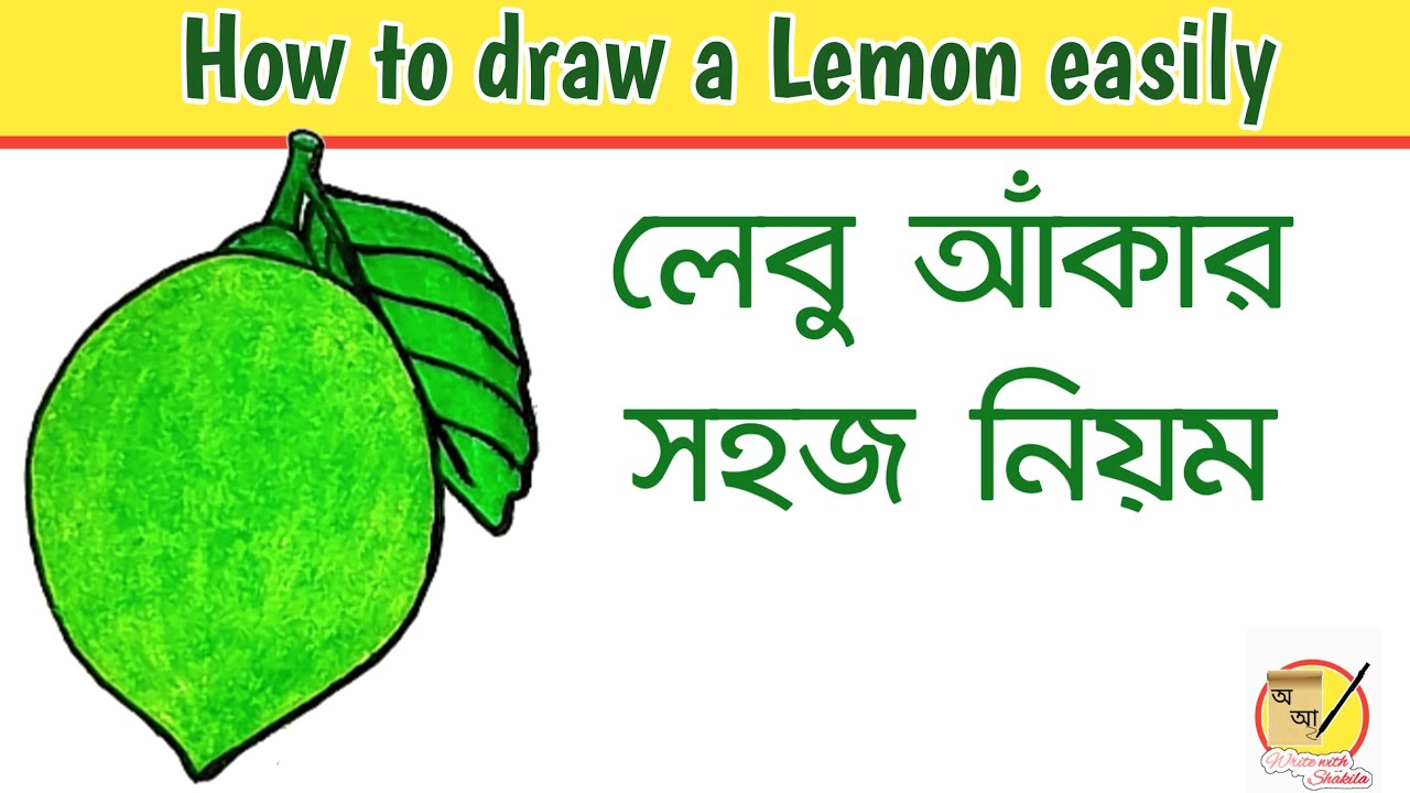 লেবু আঁকার সহজ নিয়ম-Easy process to draw Lemon art - YouTube