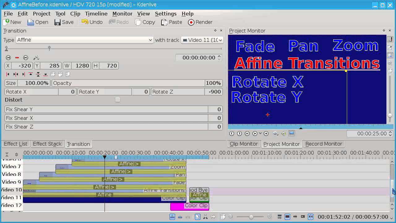 Demo of Affine Transitions in Kdenlive - YouTube