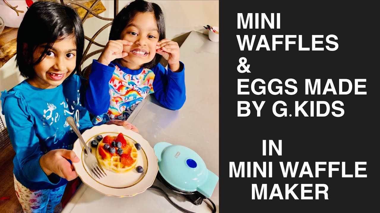 MINE WAFFLES & EGGS ON MINI WAFFLE MAKER MADE BY G.KIDS - YouTube