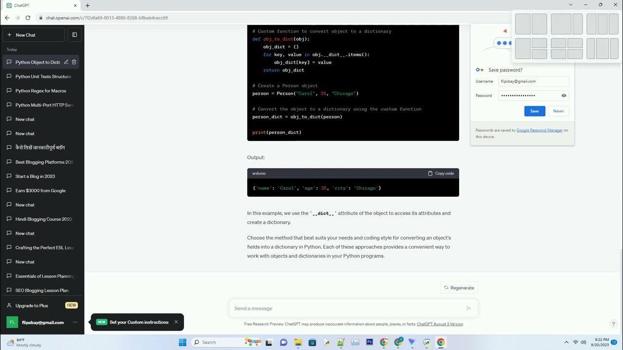 Python dictionary from an object's fields - YouTube