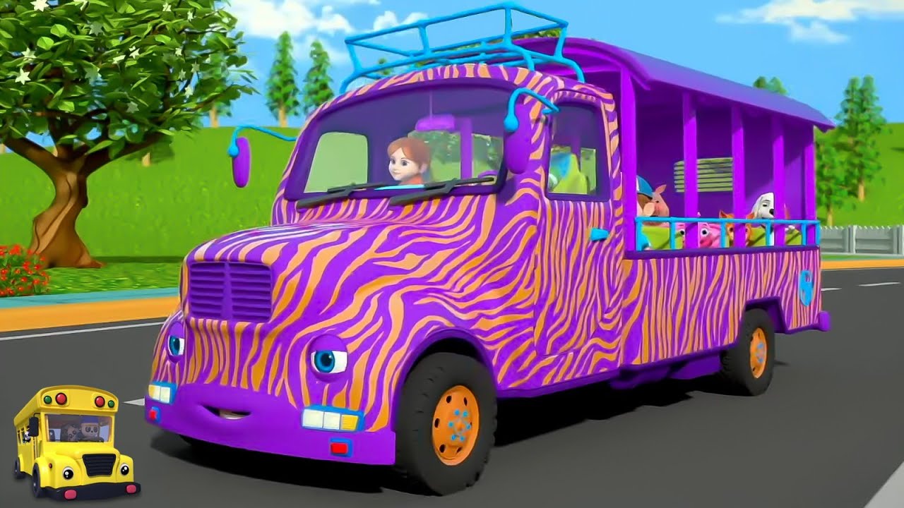 Wheels on the Bus Zoo Song, बस का चक्का घूमे, Bhalu Ki Bus, Bus Songs ...