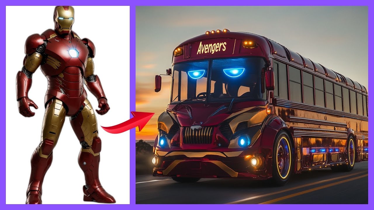 AVENGERS But SCHOOL BUSS🔥VENGERS🔥REACTİONS and WALK🔥All Characters ...