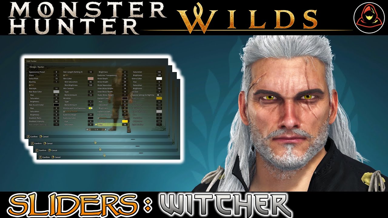 Monster Hunter Wilds | Character Creation Sliders: Geralt of Rivia (The ...