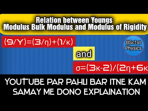 🟣9/Y=3/η+1/K ,Relation Amoung Youngs Modulus bulk Modulus and Modulus ...
