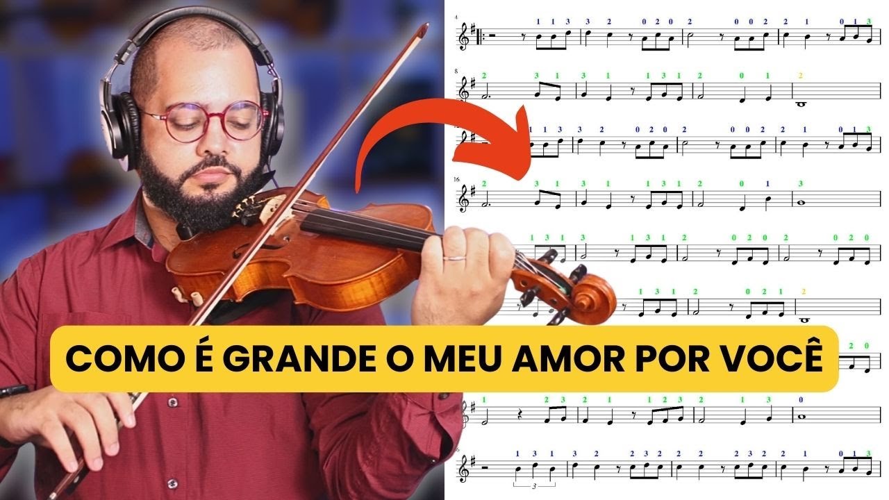 Como Tocar COMO É GRANDE O MEU AMOR POR VOCÊ no Violino | Tutorial e Partitura - YouTube