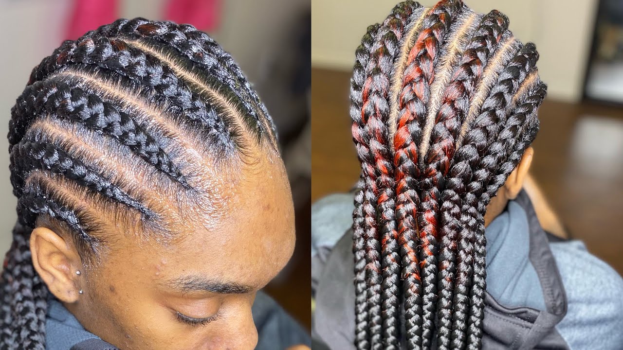 8 STRAIGHT BACK FEED IN BRAIDS | TUTORIAL - YouTube