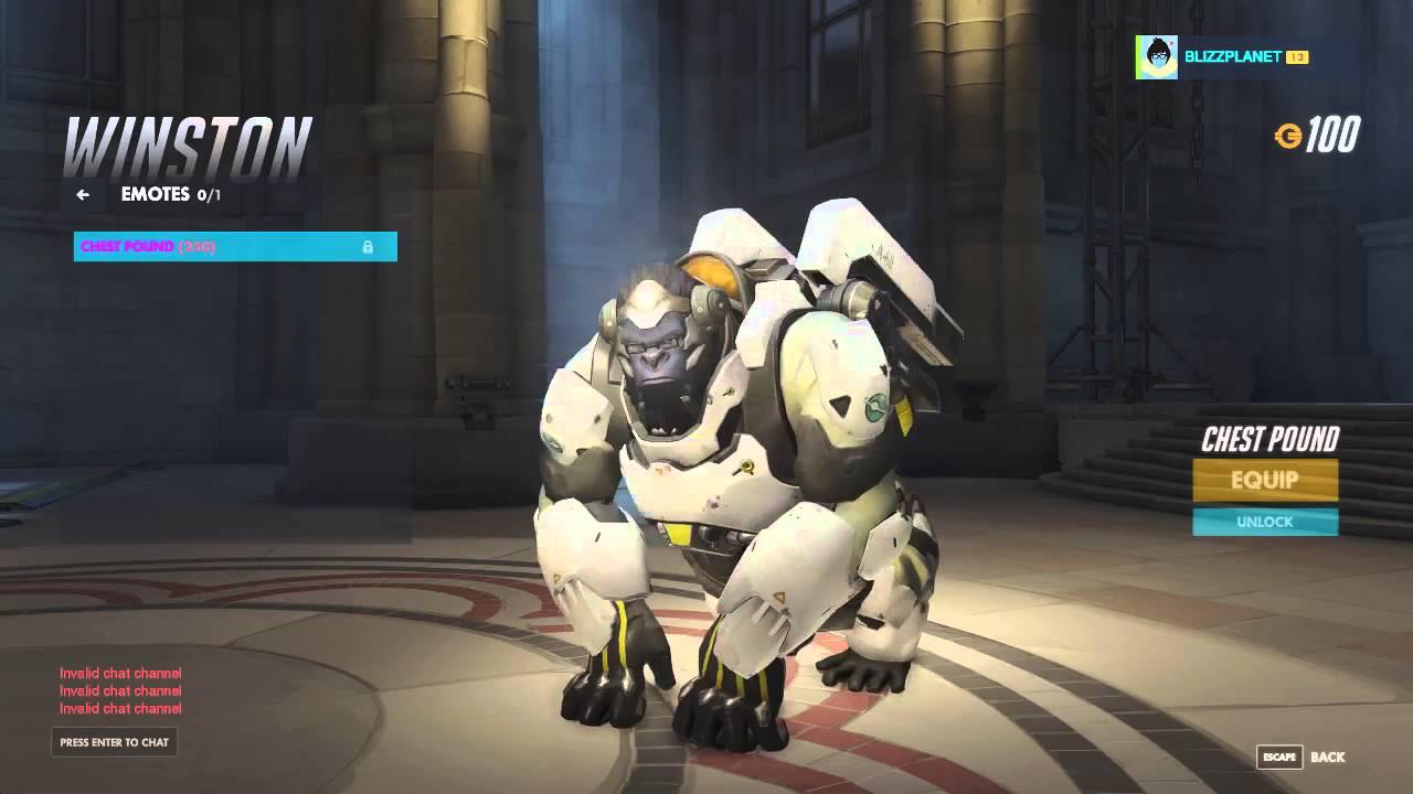 Winston Emote: Chest Pound | Overwatch - YouTube