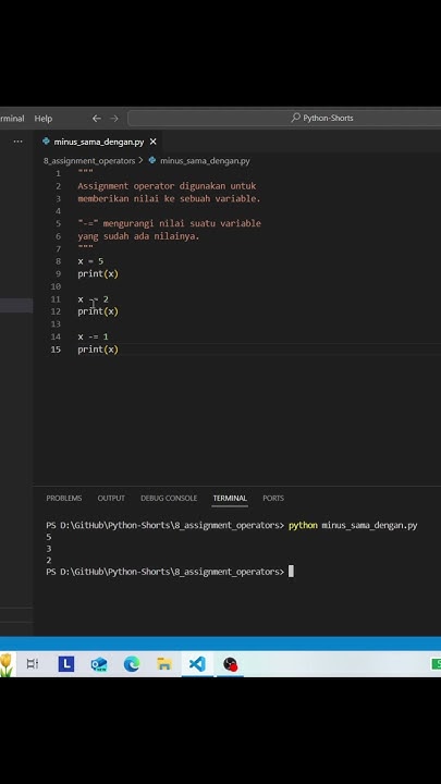 Assignment Operator Minus Sama Dengan Di Python Dreaviam Coding Programming Python Youtube 2990