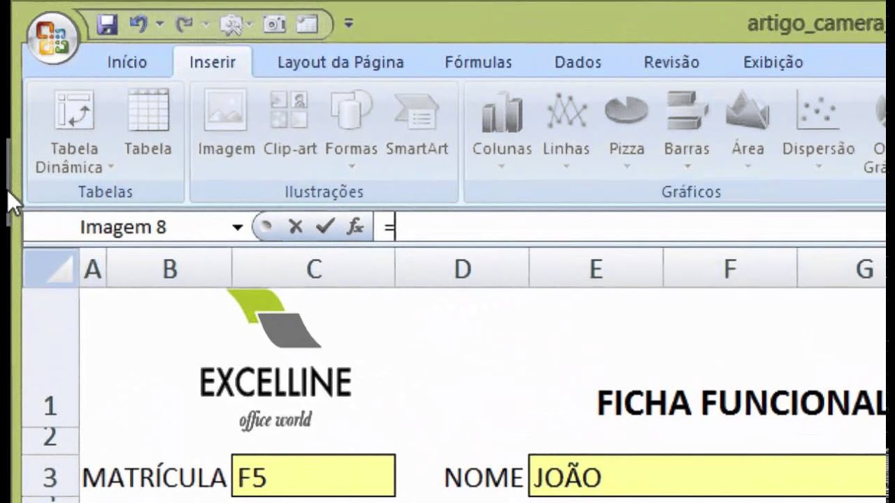 Excel: Recurso Câmera com Fotos - YouTube