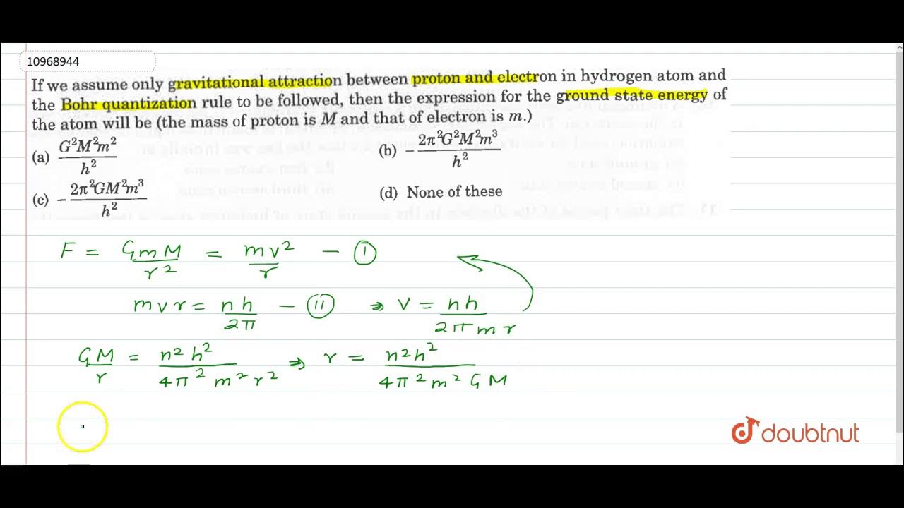 if we assume only gravitational attraction between proton and electron ...