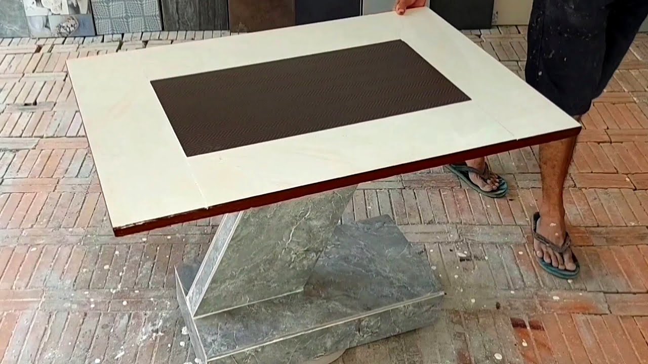 DIY garden coffee table from cement and ceramic tile # 135 - YouTube