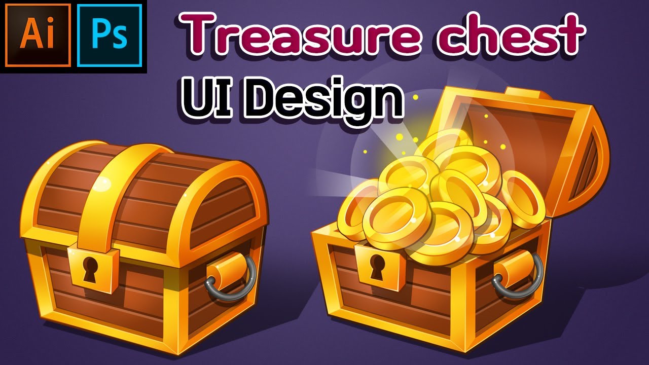 [포토샵] 보물상자 UI 아이템 만들기 Treasure chest UI design - YouTube