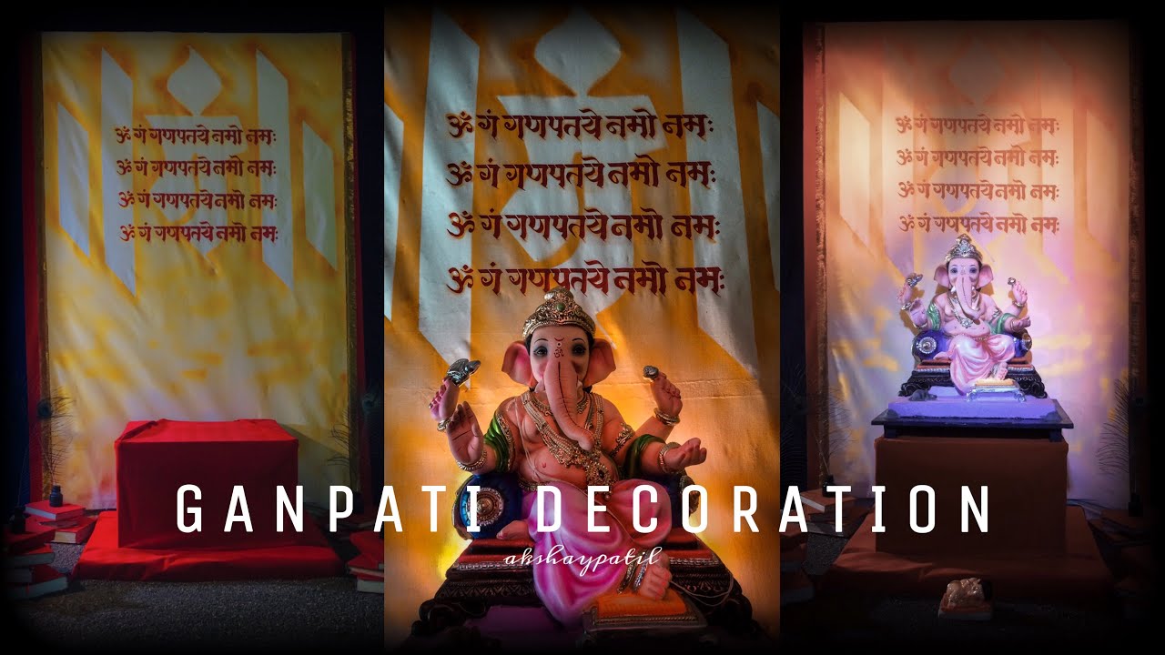 Home Ganpati Decoration | Makhar Making Ideas | Marathi Calligraphy ...