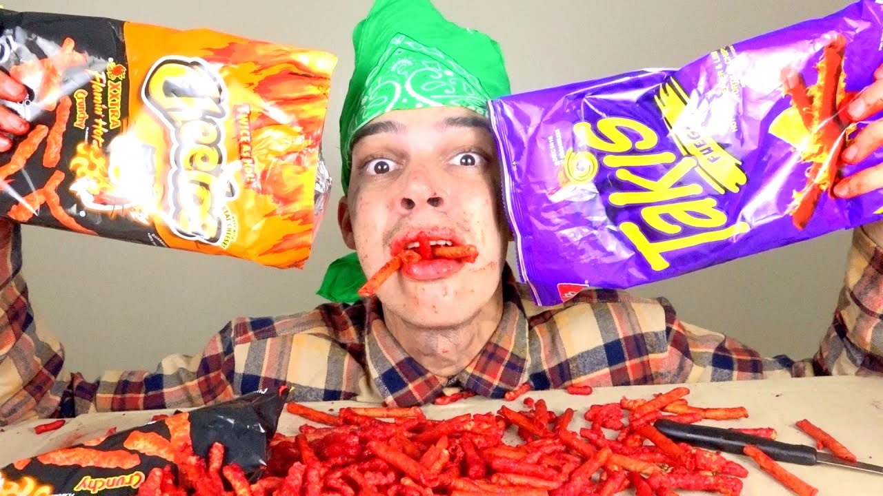 HOT CHEETOS & TAKIS FUEGO CHALLENGE - YouTube